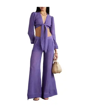 Lisa Marie Fernandez Chiffon Cropped Shirt With Front Tie Detail - No