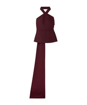 SAFIYAA LONDON Asymmetrical Crepe Halter Top