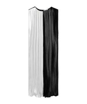 Partow Two-tone Pleated Hammered Satin Midi Dress