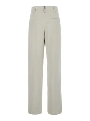 Brunello Cucinelli Monili Bead-embellished Pleated Trousers - Nude