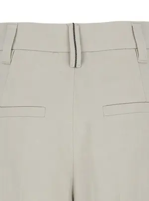 Brunello Cucinelli Monili Bead-embellished Pleated Trousers - Nude