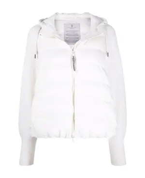 Brunello Cucinelli Knitted-sleeve Hooded Puffer Jacket