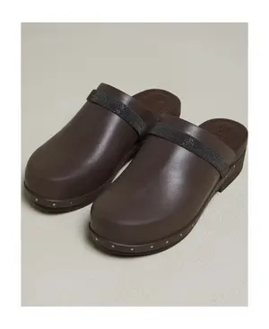 Brunello Cucinelli Embellished Leather Clogs