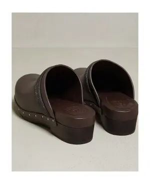 Brunello Cucinelli Embellished Leather Clogs