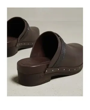 Brunello Cucinelli Embellished Leather Clogs