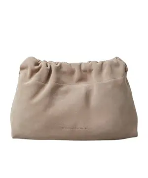 Brunello Cucinelli Logo Printed Chain-linked Shoulder Bag - Nude