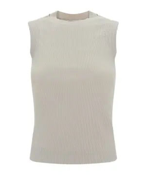 Brunello Cucinelli Ribbed Knit Crewneck Tank Top