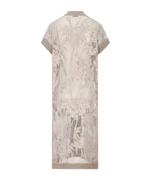 Brunello Cucinelli Embroidered Mesh Long Cardigan