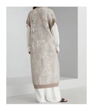 Brunello Cucinelli Embroidered Mesh Long Cardigan