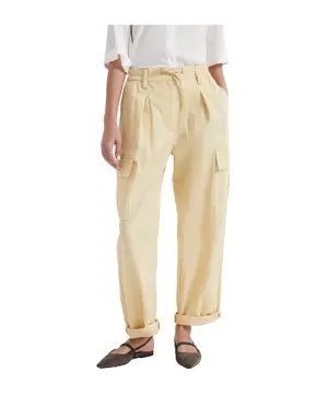 Brunello Cucinelli Drawstring Wide-leg Cargo Trousers With Monili Beading