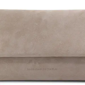 Brunello Cucinelli Bead-chain Logo Debossed Envelope Bag