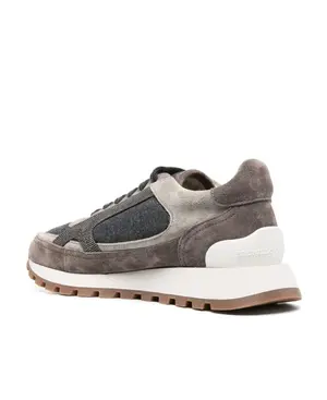 Brunello Cucinelli Monili Embellished Panelled Lace-up Sneakers