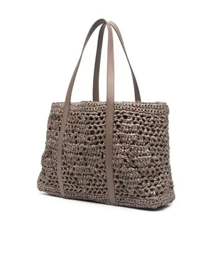 Brunello Cucinelli Argyle Raffia Tote Bag