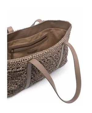 Brunello Cucinelli Argyle Raffia Tote Bag