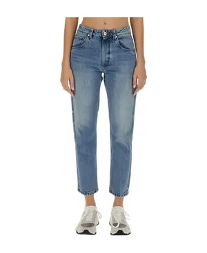 Brunello Cucinelli Logo Patch Straight Leg Jeans