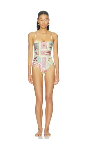 OCEANUS Paradiso Embellished One Piece Swimsuit - Yellow