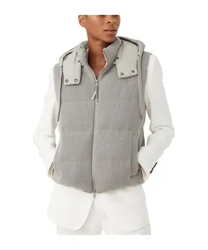 Brunello Cucinelli Sleeveless Quilted Gilet With Drawstring Hem