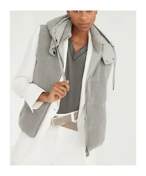 Brunello Cucinelli Sleeveless Quilted Gilet With Drawstring Hem