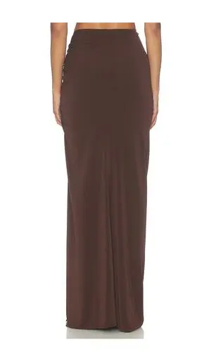 SID NEIGUM Floor Length Gathered Belt Skirt In Brown