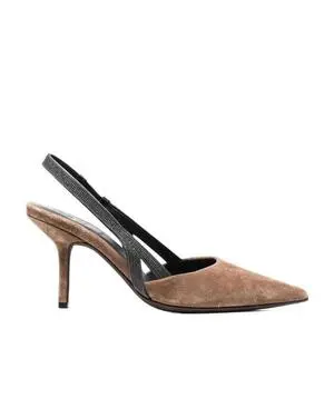 Brunello Cucinelli Suede Pointed Toe Slingbacks