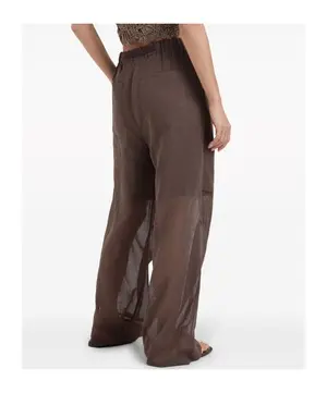 Brunello Cucinelli Semi-sheer Wide-leg Belted Trousers
