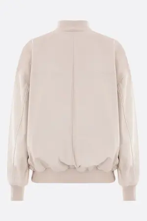Brunello Cucinelli Leather Bomber Jacket With Beaded Trim