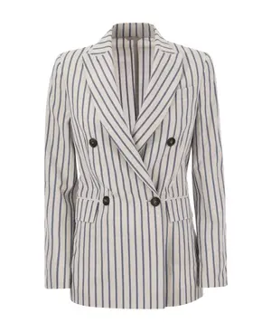 Brunello Cucinelli Double Breasted Striped Jacket