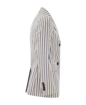Brunello Cucinelli Double Breasted Striped Jacket