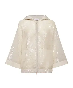 Brunello Cucinelli Sequined Hooded Sweater
