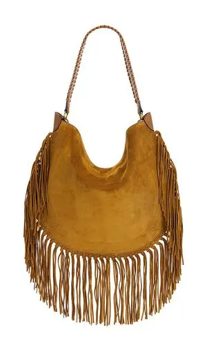 Isabel Marant Étoile Oskan Hobo Soft Zip With Fringe In Brown