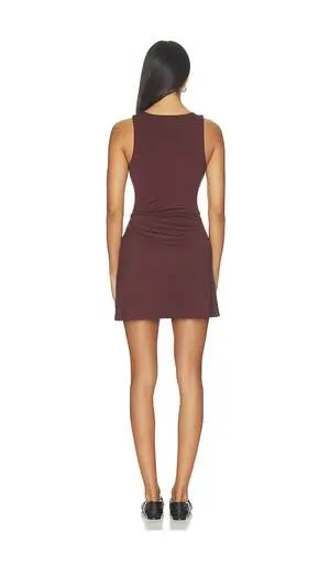 Beyond Yoga Serene Jersey Flex Wrap Mini Dress In Brown