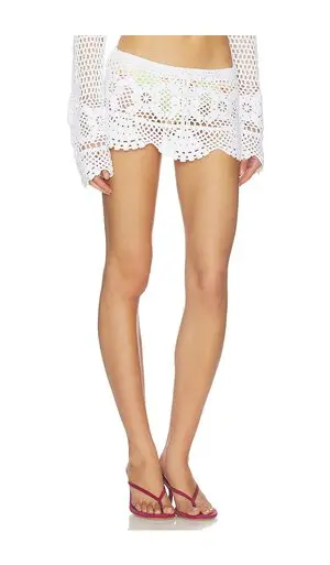 SKIMS Crochet Swim Low Rise Mini Skirt In White