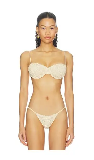 MIRROR PALAIS Buzious Crochet Bikini Top - Creme