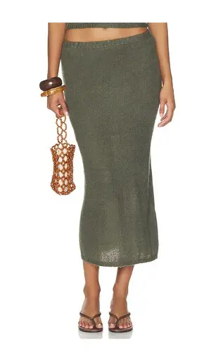 BOBI Blair Maxi Skirt In Sage