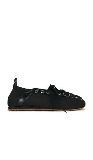 GANNI Lace Up Sporty Ballerina Sneaker - Black