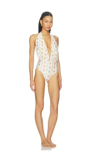 Verandah Plunge Neck Maillot One Piece Swimsuit