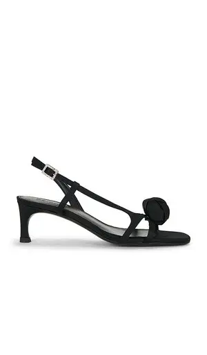 ROTATE BY BIRGER CHRISTENSEN Mid Heel Knot Satin Strappy Sandal - Black