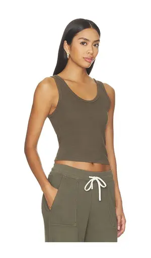 PERFECTWHITETEE Blondie Structured Rib Bra Friendly Tank In Olive