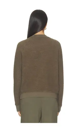 PERFECTWHITETEE Ziggy Inside Out Fleece Long Sleeve Crewneck Sweatshirt - Dark Olive