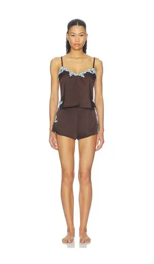 KAT THE LABEL Jean Short In Brown