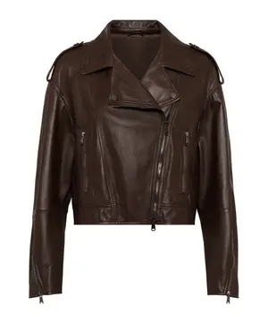 Brunello Cucinelli Asymmetrical Zip Biker Jacket