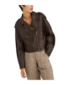Brunello Cucinelli Asymmetrical Zip Biker Jacket