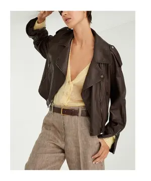 Brunello Cucinelli Asymmetrical Zip Biker Jacket