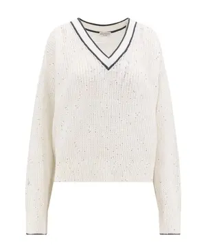 Brunello Cucinelli V-neck Sequin Jumper
