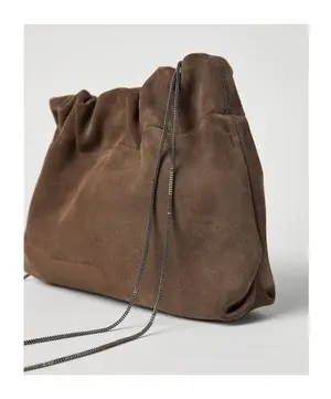 Brunello Cucinelli Logo-printed Chain-linked Shoulder Bag