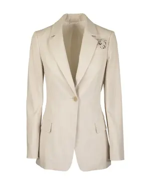Brunello Cucinelli Silk Single-breasted Fitted Blazer - Nude