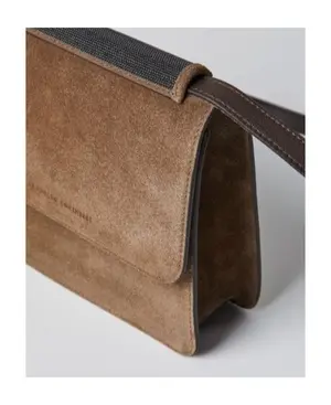 Brunello Cucinelli Beaded Suede Crossbody Bag