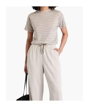 Brunello Cucinelli Striped Intarsia-knit T-shirt