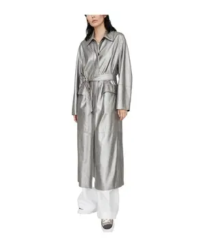 Brunello Cucinelli Belted-waist Metallic Leather Coat