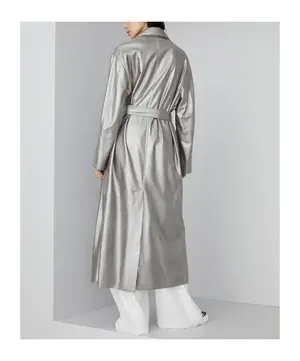 Brunello Cucinelli Belted-waist Metallic Leather Coat